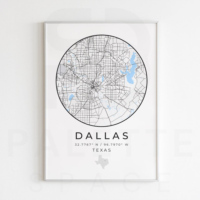 Digital Dallas Texas Print Set of 3, Dallas Texas Map, Dallas Wall Art ...