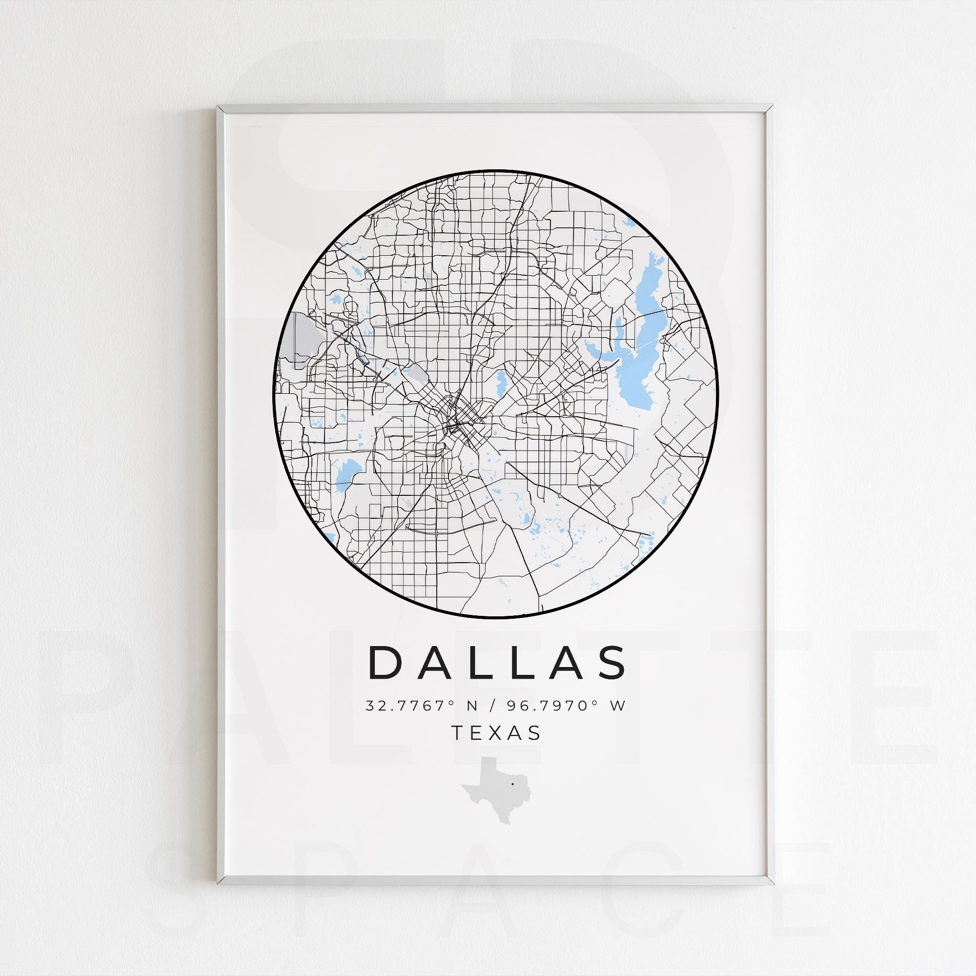 Digital Dallas Texas Print Set of 3, Dallas Texas Map, Dallas Wall Art ...