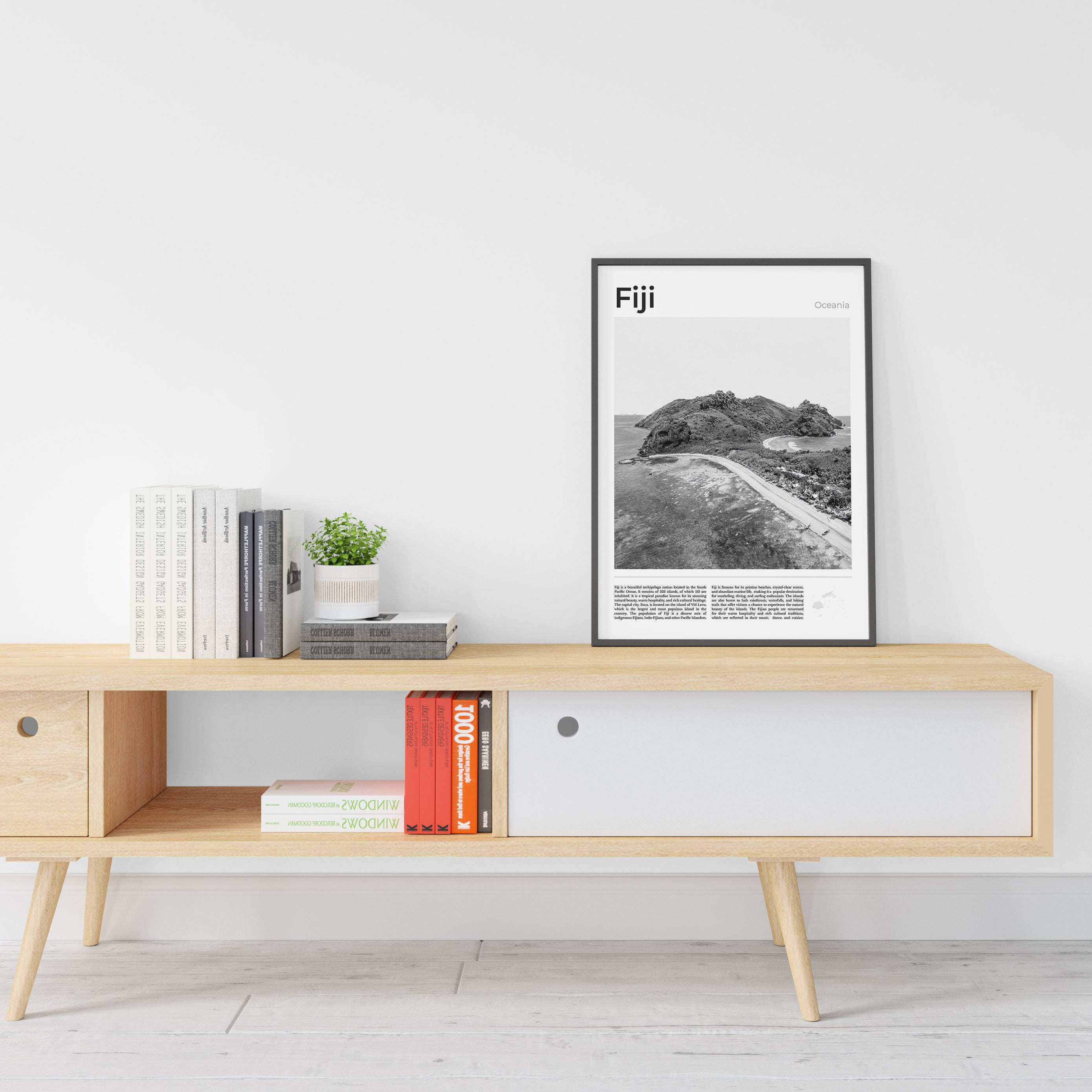 Digital Fiji Black and White Print Set of 3, Fiji Map, Fiji Poster ...