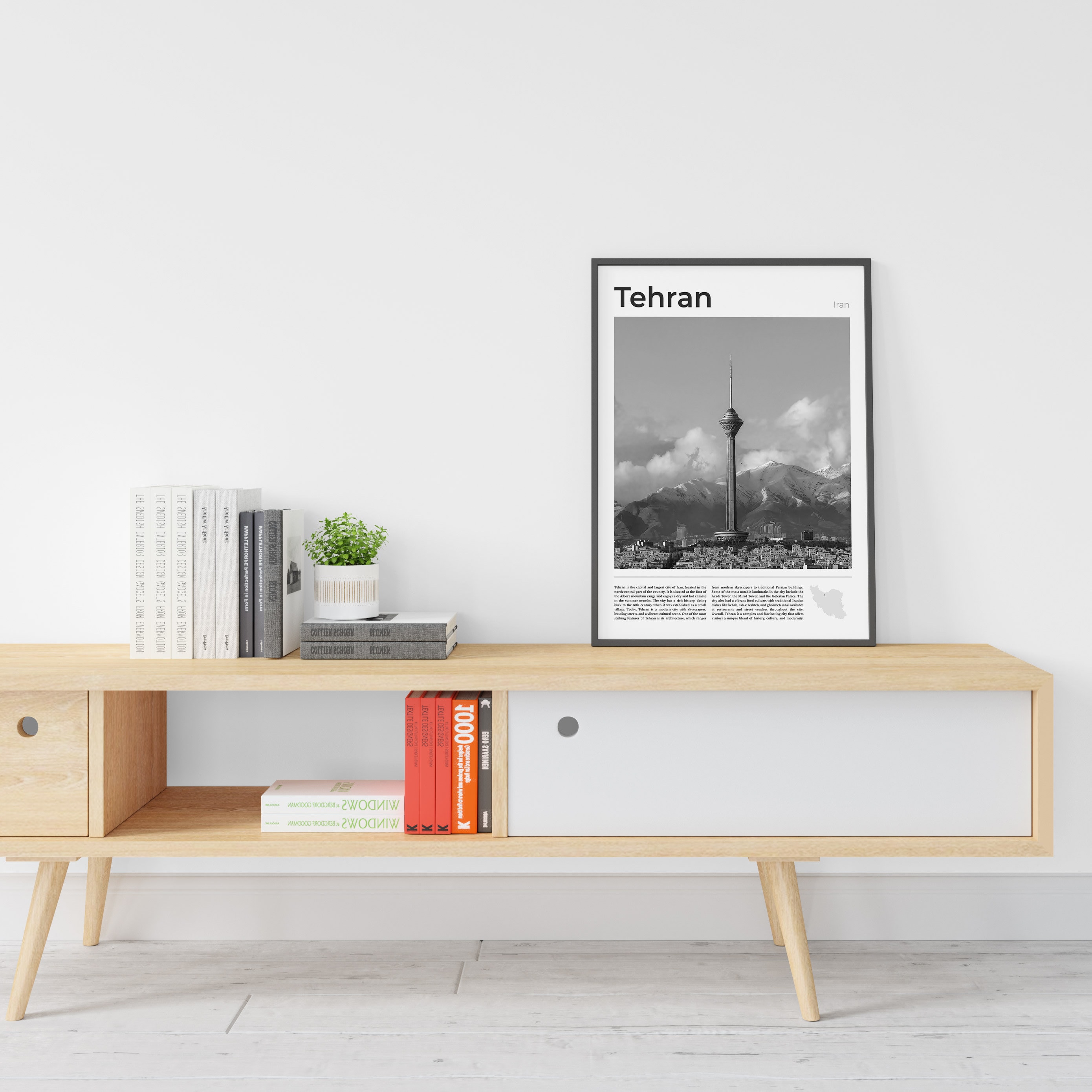 Digital Tehran Black and White Print Set of 3, Tehran Map Wall Art ...