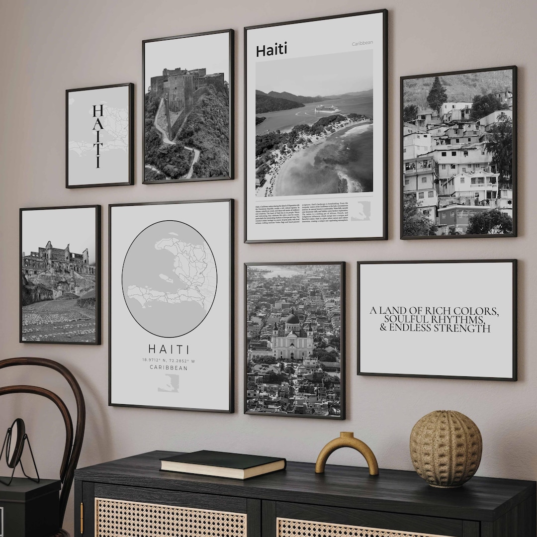 Digital Haiti Print Set of 8, Black and White Haiti Wall Art Photos ...
