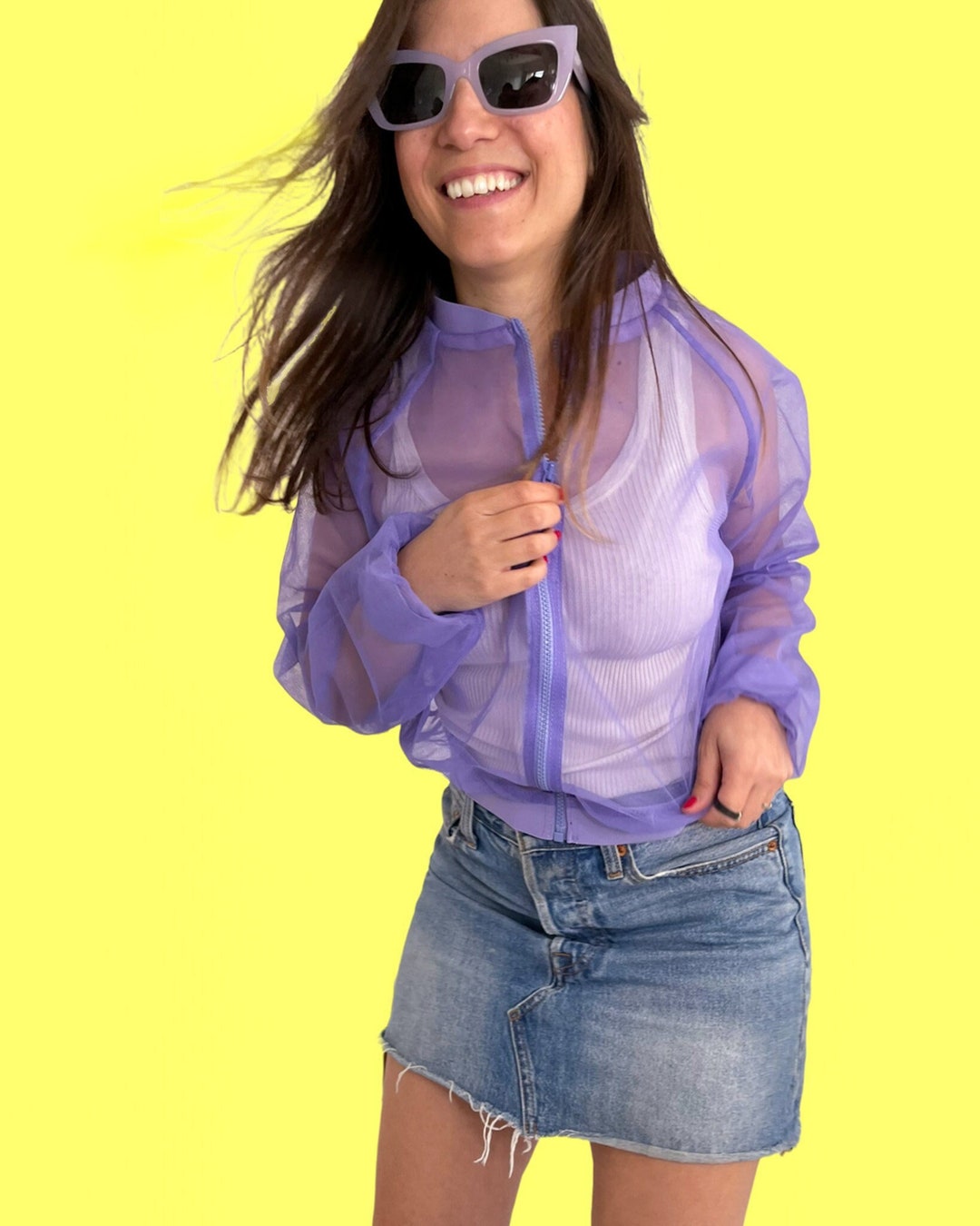 Sheer Tulle Bomber Jacket in Lavender, Lilac, Violet, Light Purple - Etsy