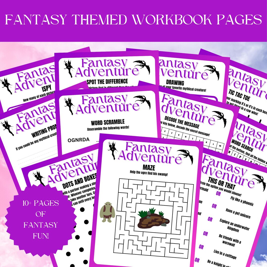 Fantasy Themed Workbook for Kids | Download and Printable | Fantasy ...