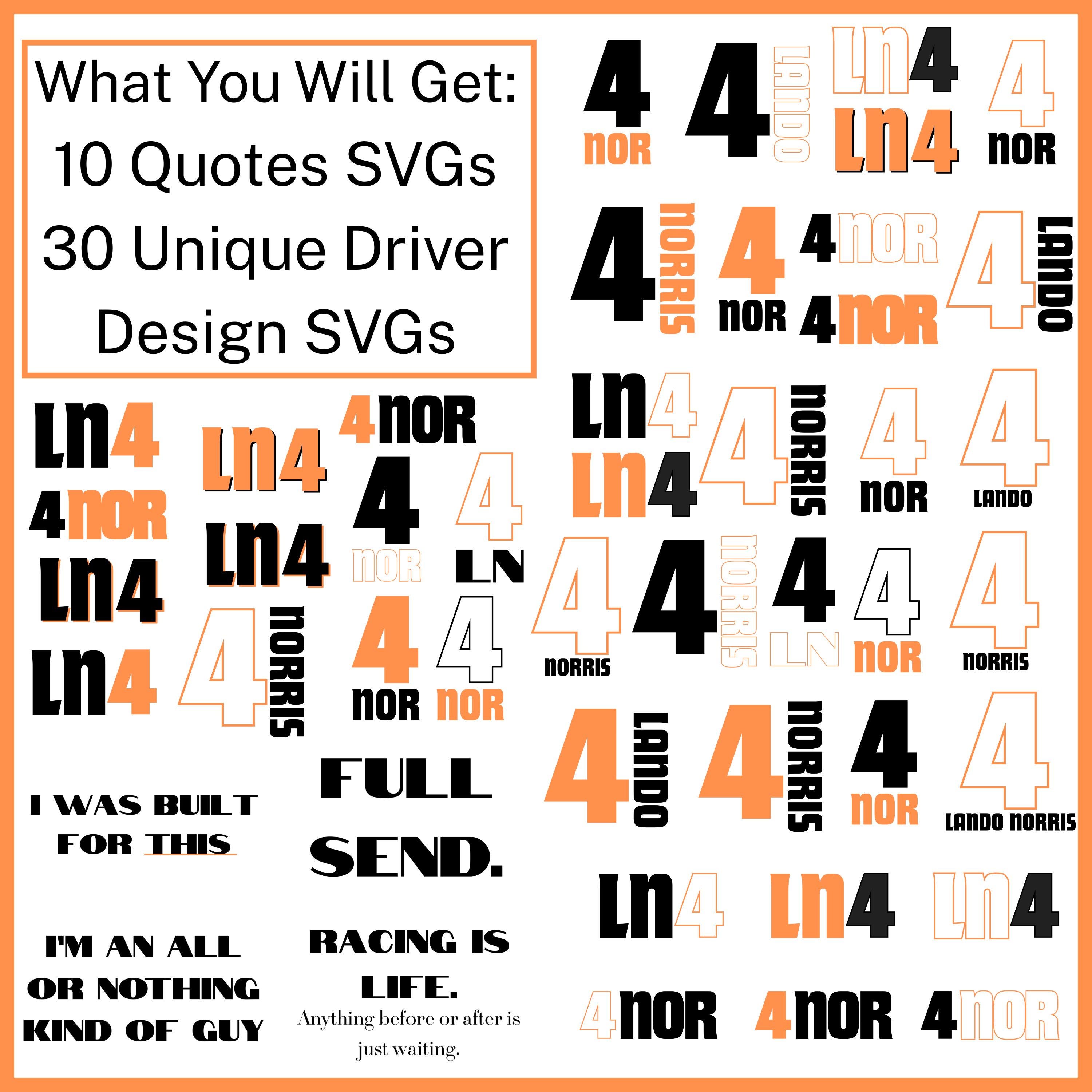 Lando Norris SVG Bundle – 40 Digital Designs | LN4 Fan Quotes & Logo ...
