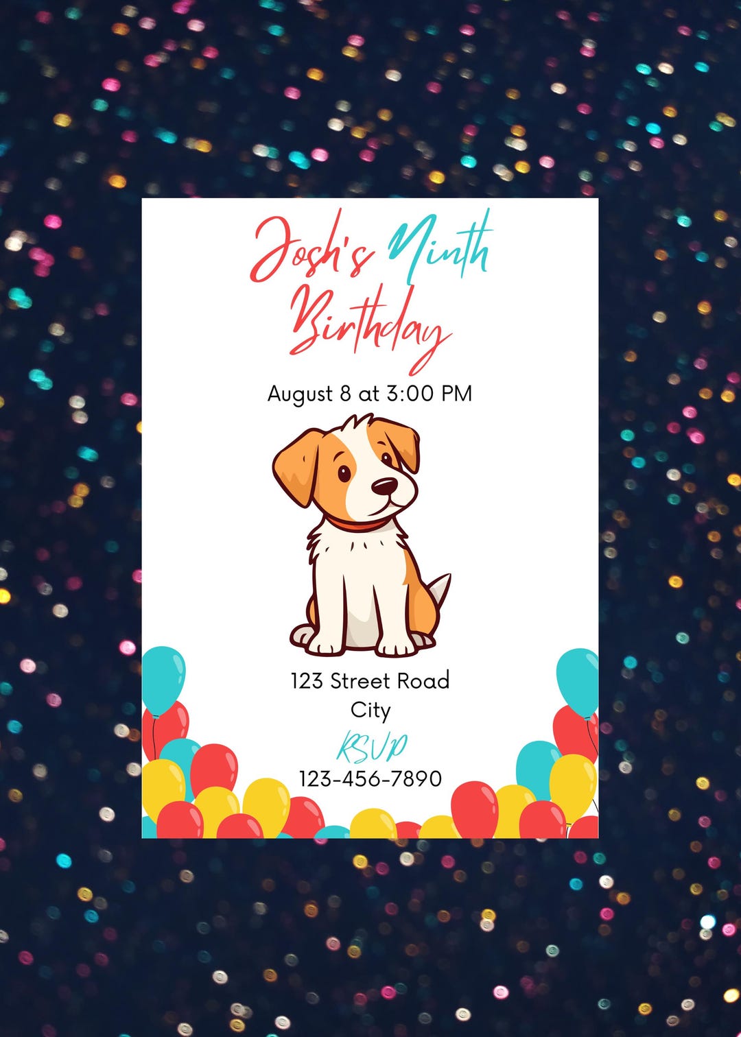 Personalized Dog Birthday Card: Printable Canva Template (digital ...