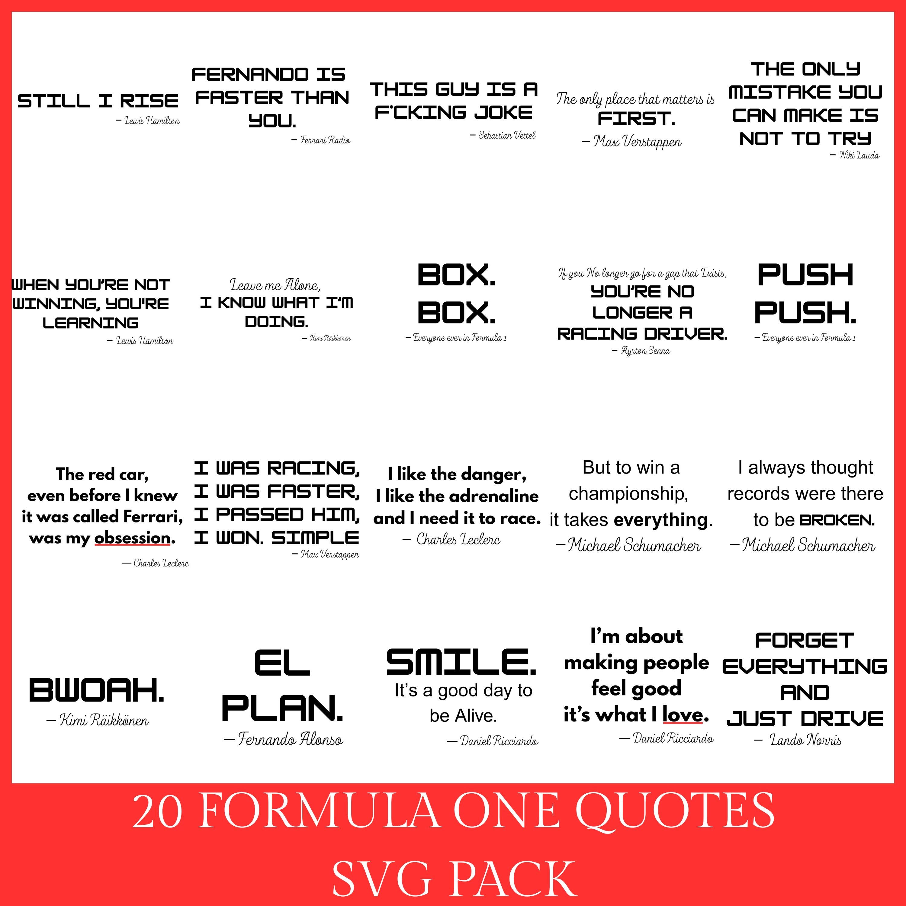 Formula 1 Driver Quotes SVG Bundle: Racing Fan Crafts (digital Download ...