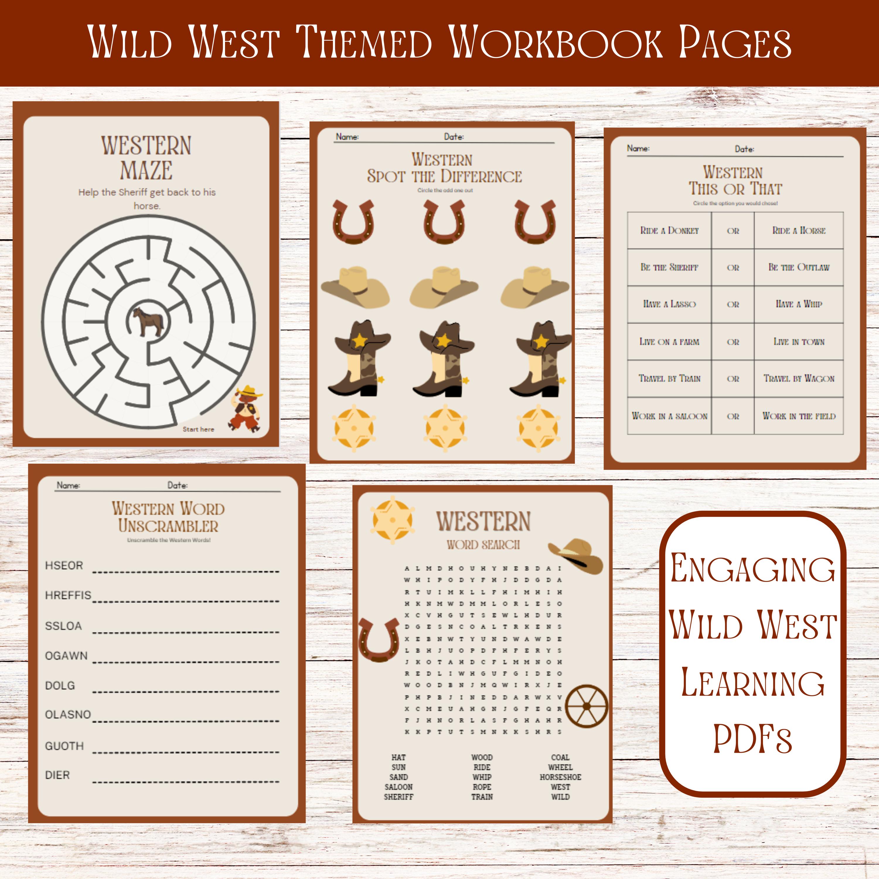 Yeehaw! Wild West Worksheets for Kids - Instant Download and Printable ...