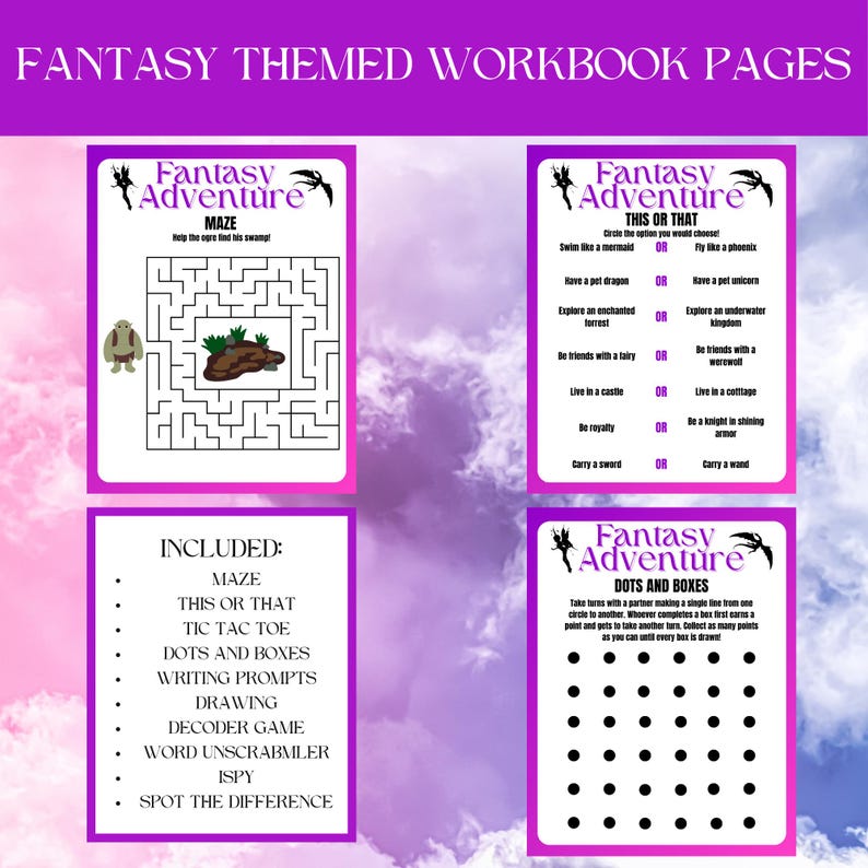 Fantasy Themed Workbook for Kids | Download and Printable | Fantasy ...