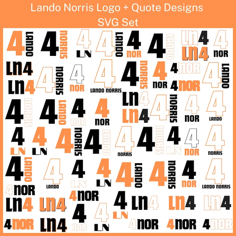 Lando Norris SVG Bundle – 40 Digital Designs | LN4 Fan Quotes & Logo ...