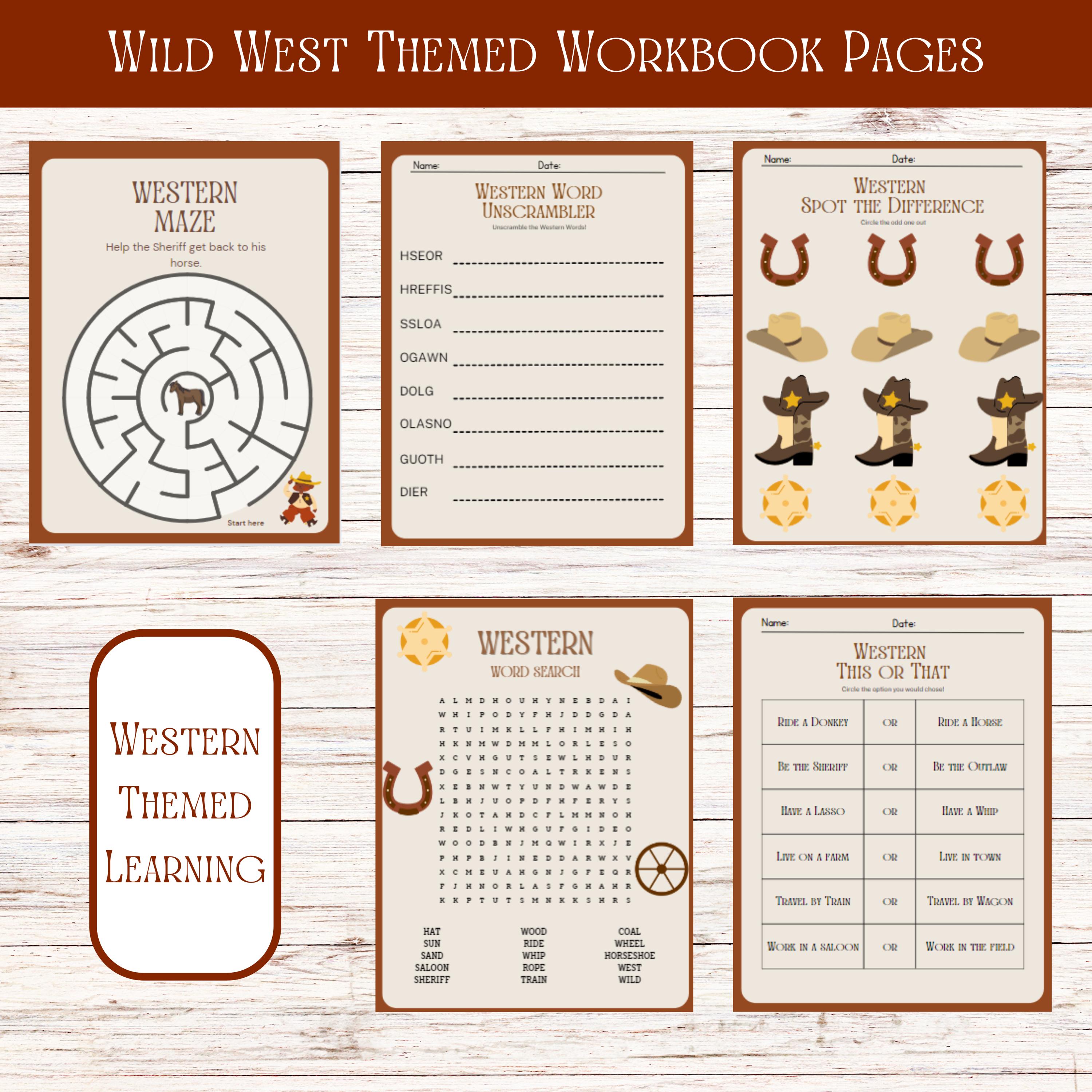 Yeehaw! Wild West Worksheets for Kids - Instant Download and Printable ...