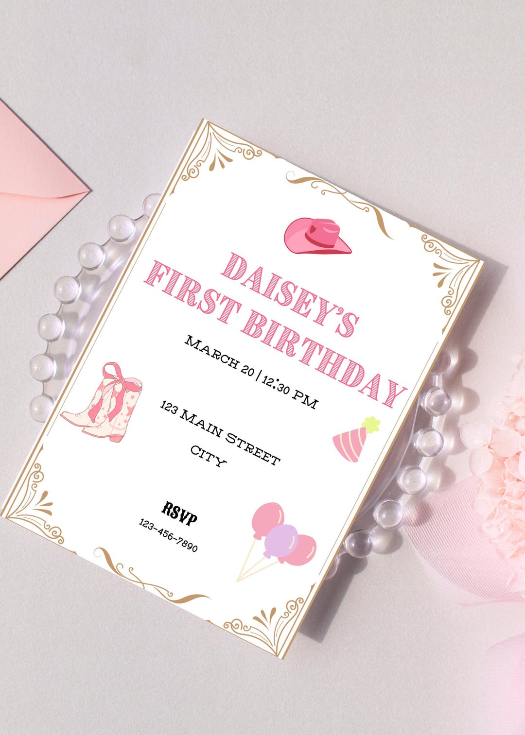 Cowgirl Birthday Party Invitation: Editable Western Theme (digital ...