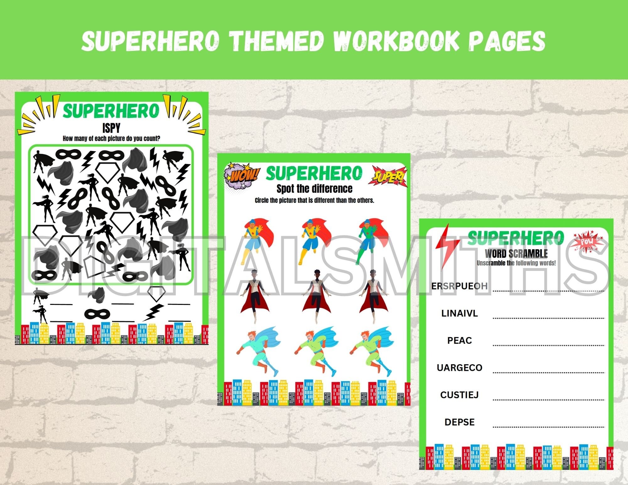 Superhero Kids Activity Workbook: Printable Games (instant Download) - Etsy