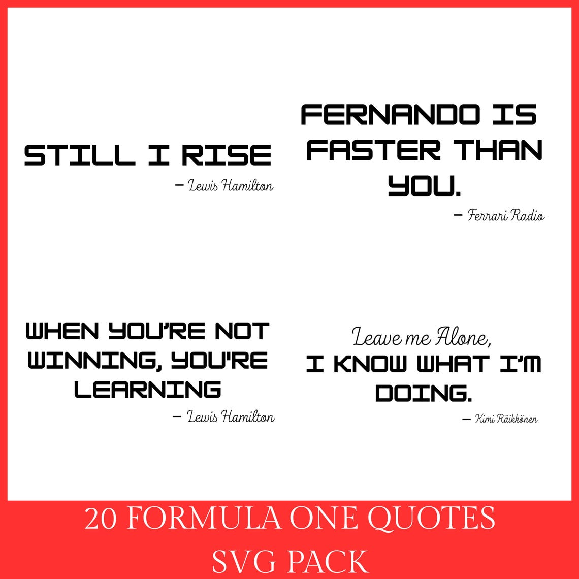 Formula 1 Driver Quotes SVG Bundle: Racing Fan Crafts (digital Download ...