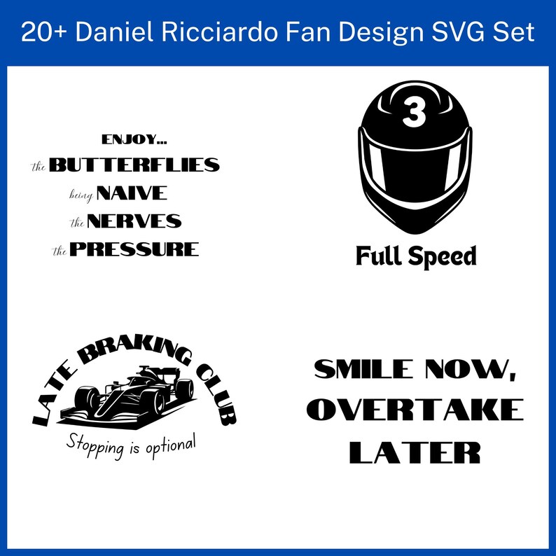 Daniel Ricciardo F1 SVG Bundle: Racing Fan Cricut Files (digital ...