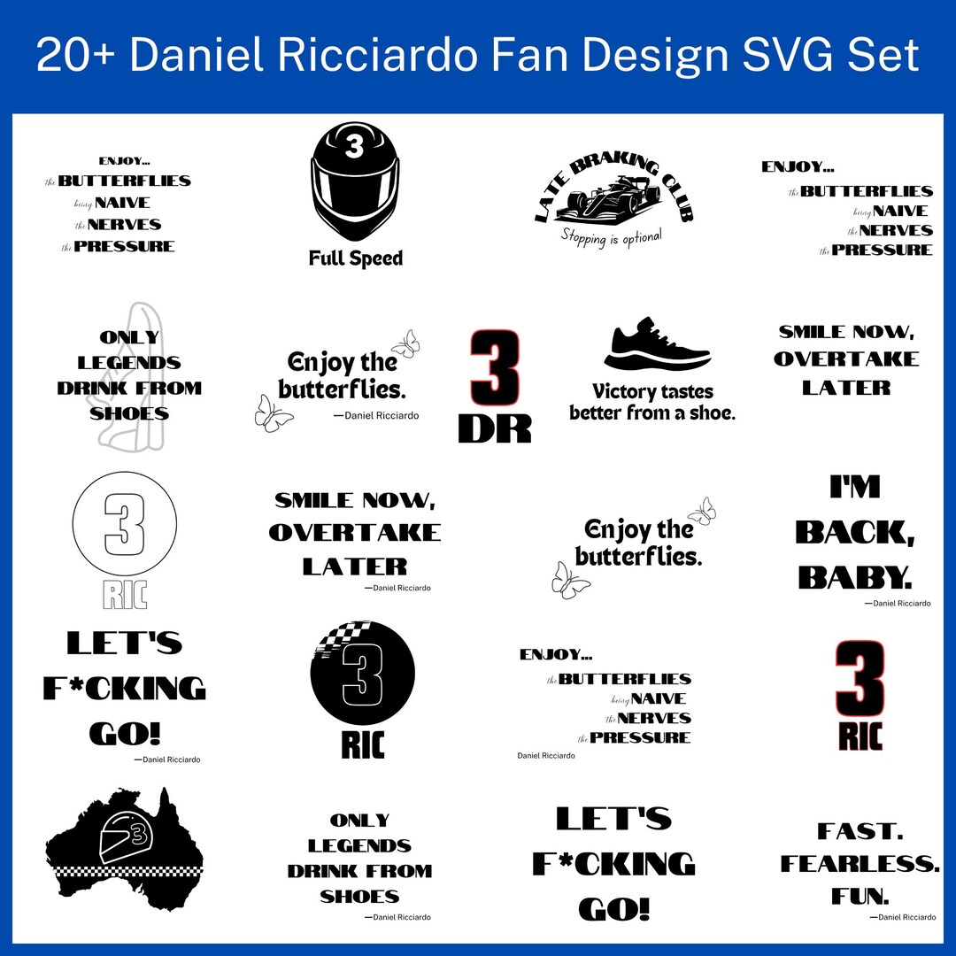 20+ Daniel Ricciardo Inspired SVG Bundle | Formula 1 Digital Cricut ...