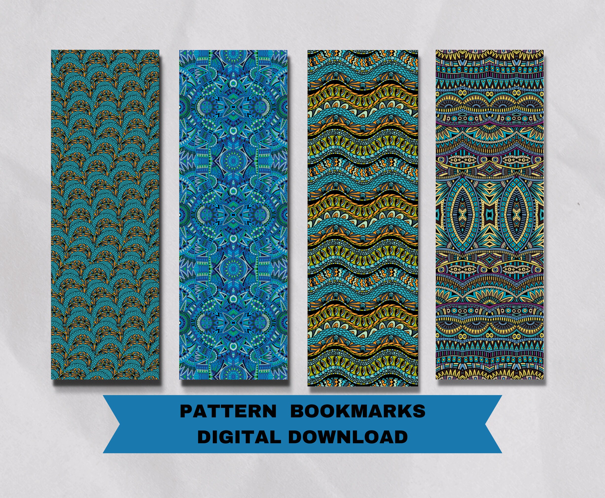 Printable Pattern Bookmarks, Set of Motif Bookmarks, the Best Gift for ...