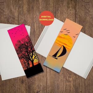 Set of Four Sunset Printable Bookmarks, the Best Gift for Booklovers ...