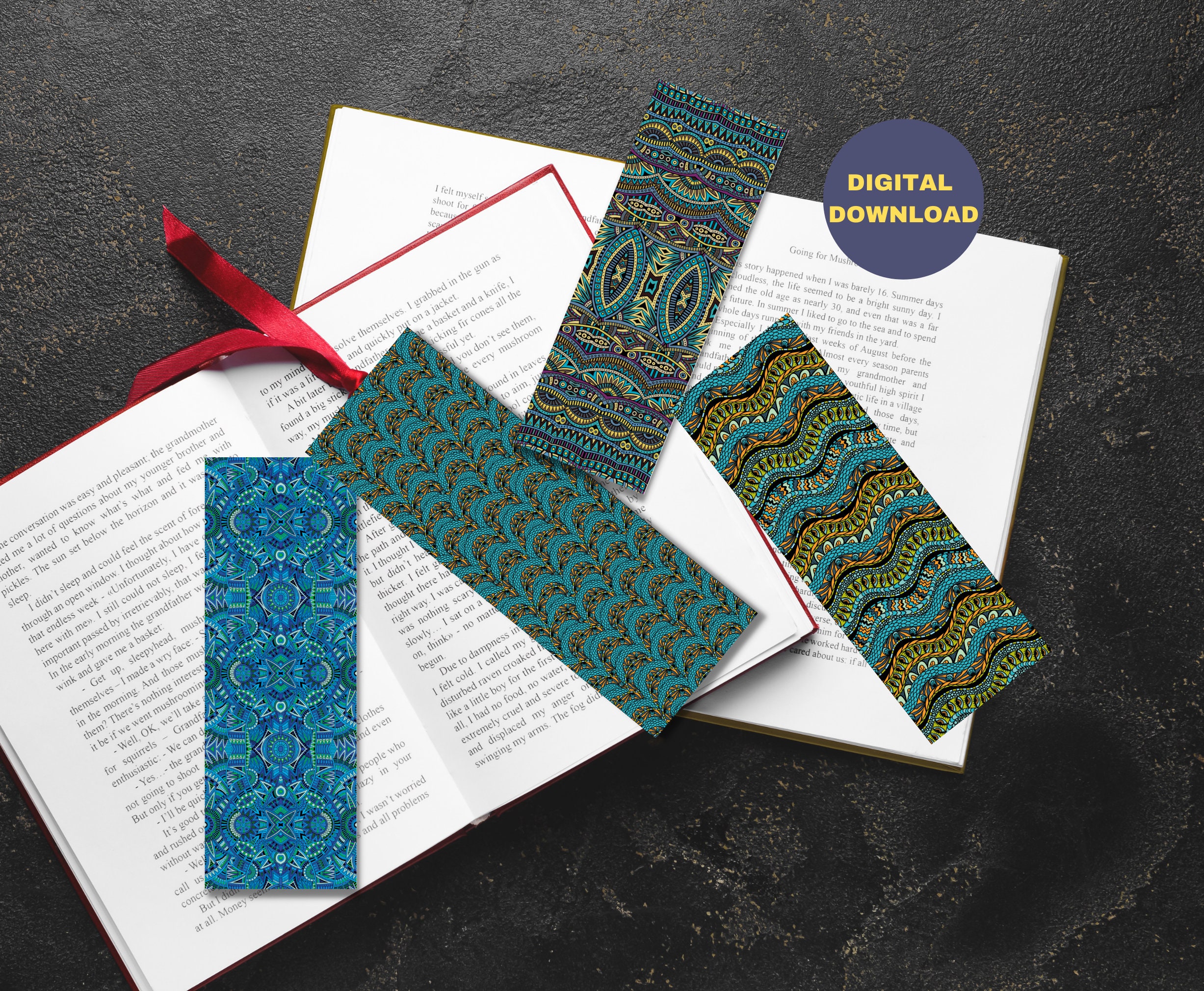 Printable Pattern Bookmarks, Set of Motif Bookmarks, the Best Gift for ...