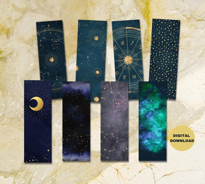 Set of Eight Space Printable Bookmarks, the Best Gift for Booklovers ...