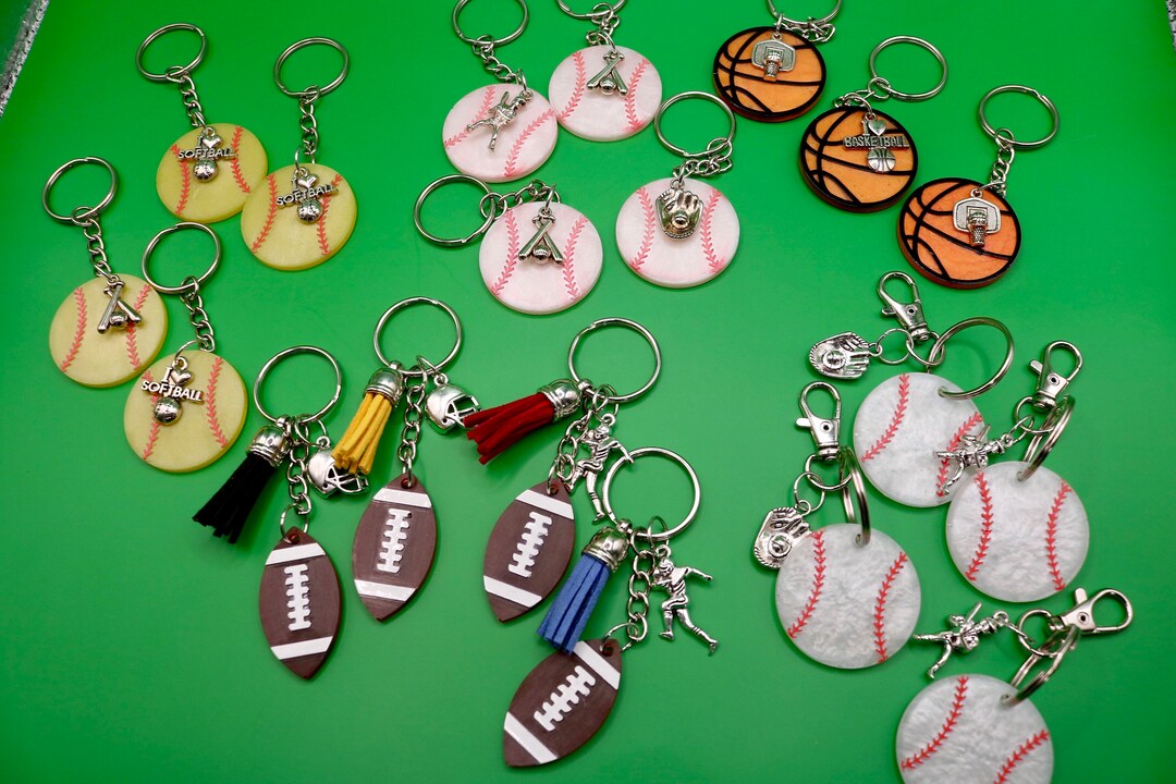 Sports Resin Keychains Baseball Softball Basketball Football Team ...