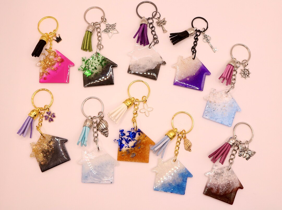 Resin Home Keychains | House Shaped Keychains | Housewarming Gift ...