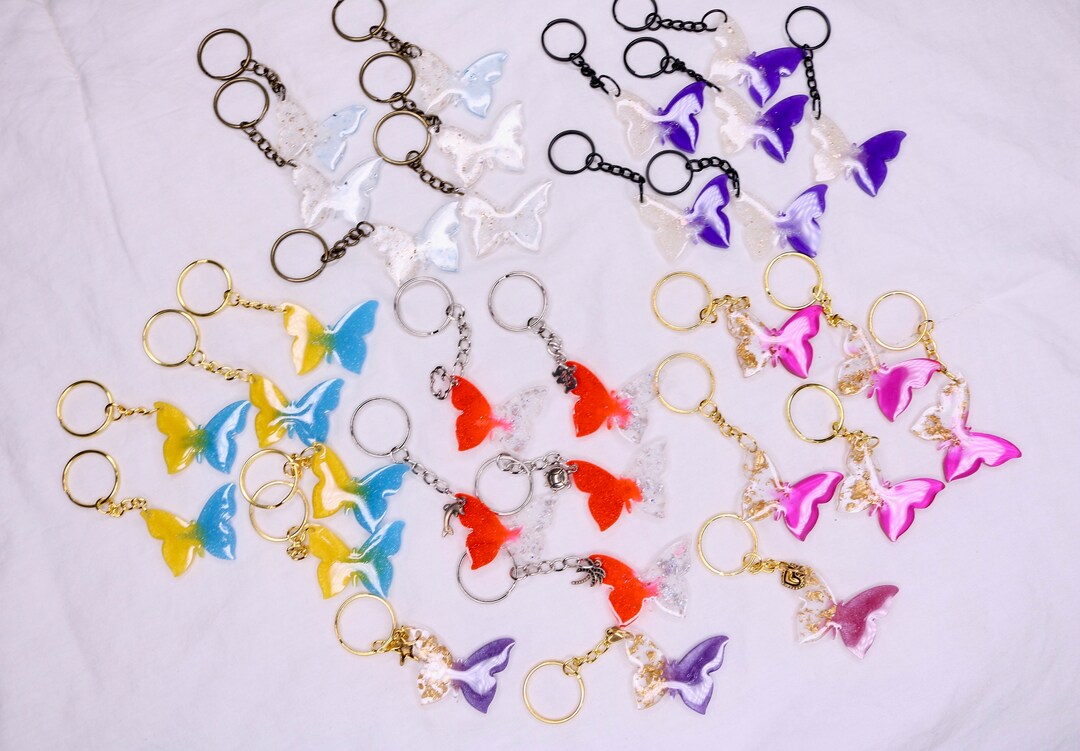 Two-toned Resin Butterfly Keychain: Butterfly Tags - Etsy