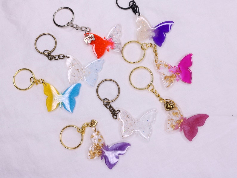 Two-toned Resin Butterfly Keychain: Butterfly Tags - Etsy