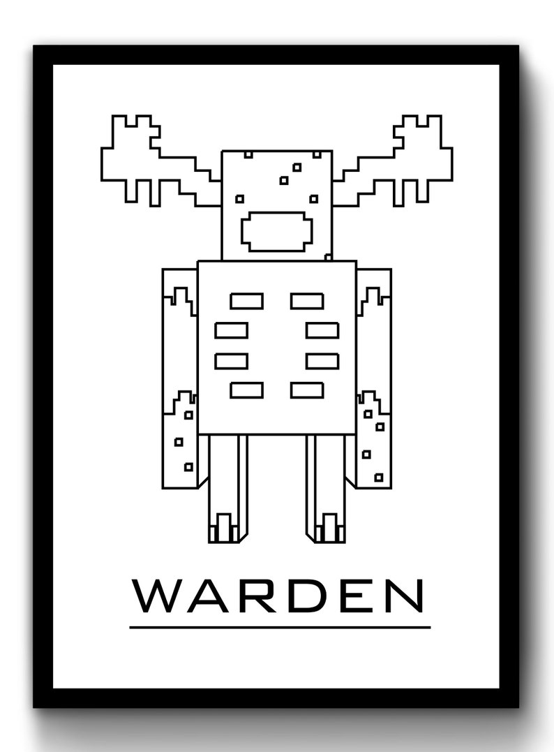 Minecraft Characters Warden Print A4 Wallart - Etsy