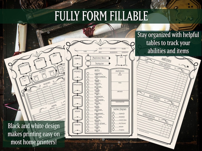 DND Character Sheet Journal 5e, Printable DND Journal, Dungeons ...