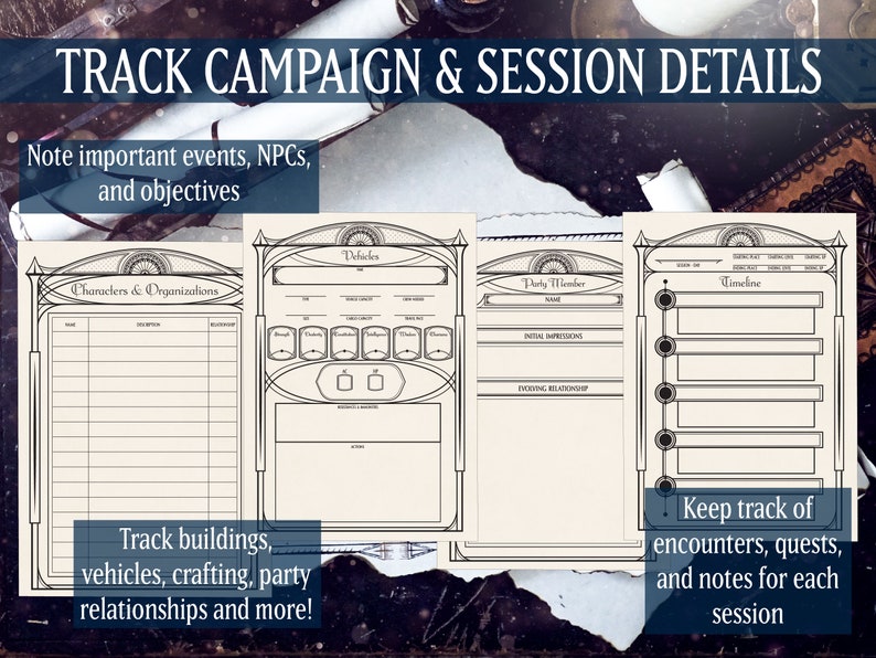 DND Character Sheet Journal 5e, Customizable Printable Journal, Gothic ...