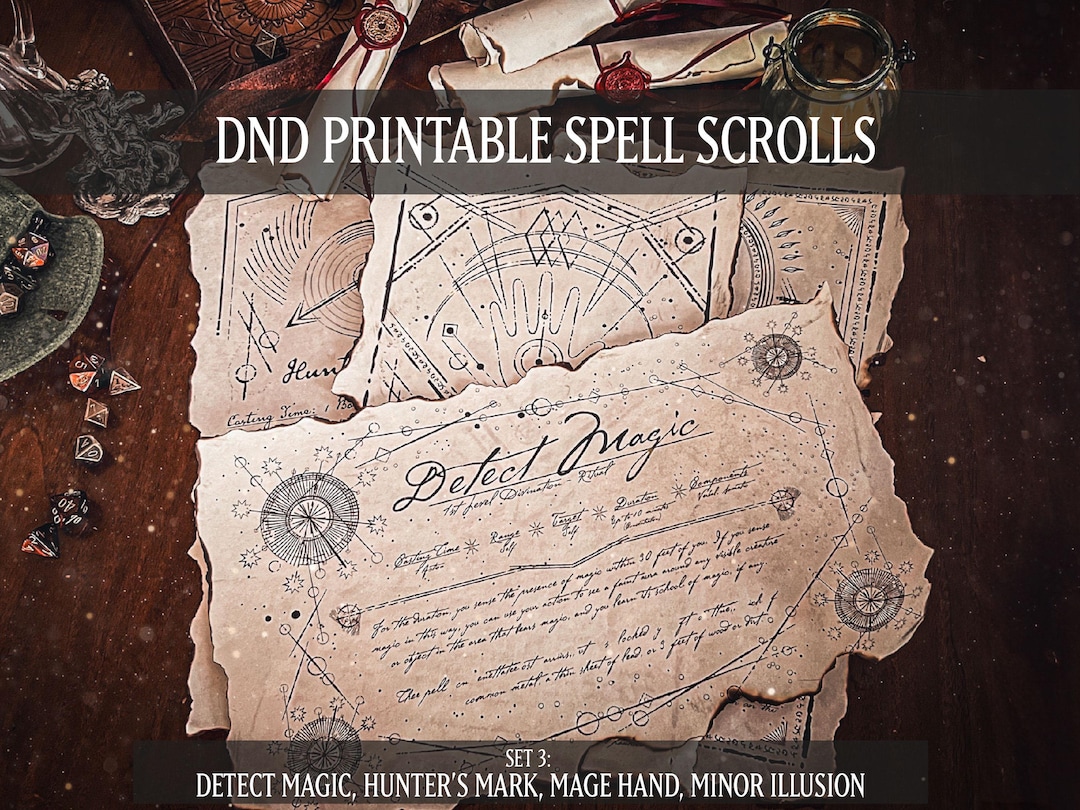 DND Spell Scrolls: Black & White TTRPG Prop (digital Download) - Etsy