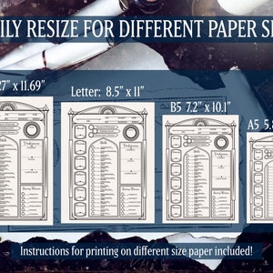 DND Character Sheet Journal 5e, Customizable Printable Journal, Gothic ...