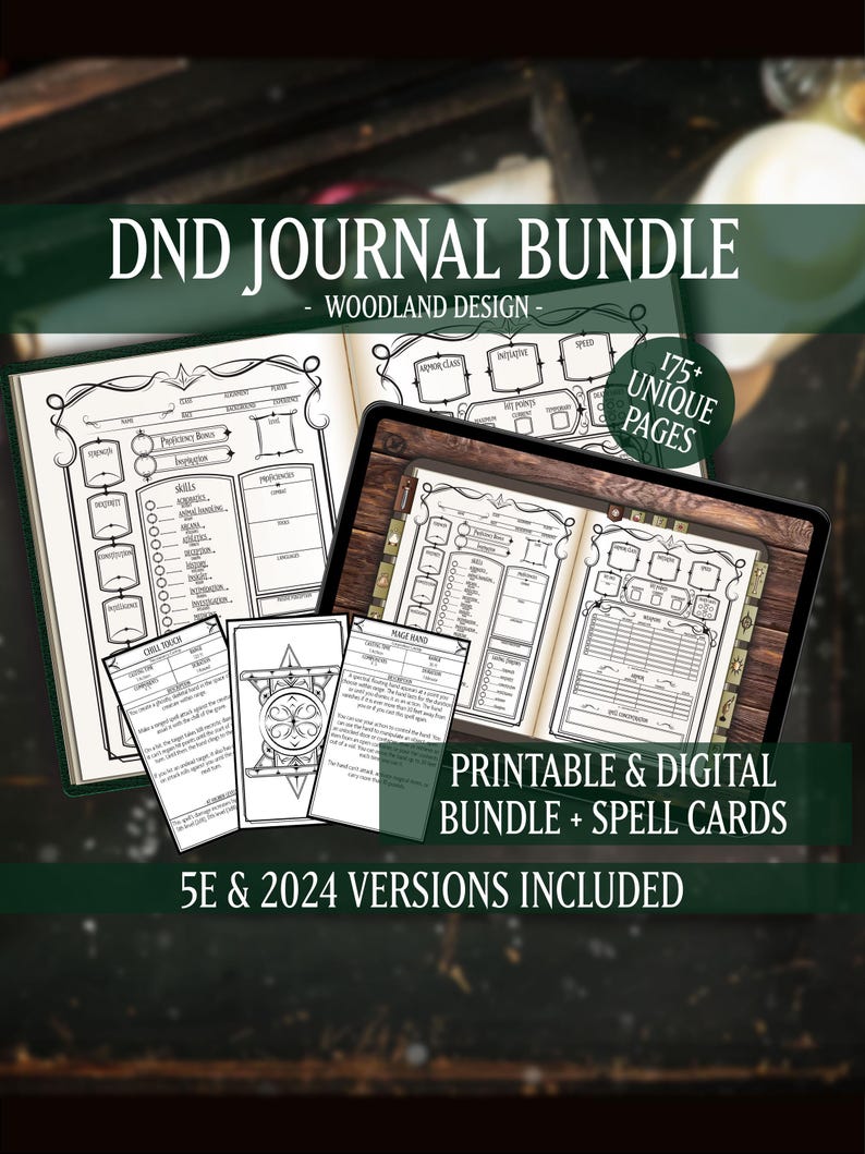 Dnd Woodland Character Binder Bundle: Digital, Printable, Spell Cards ...