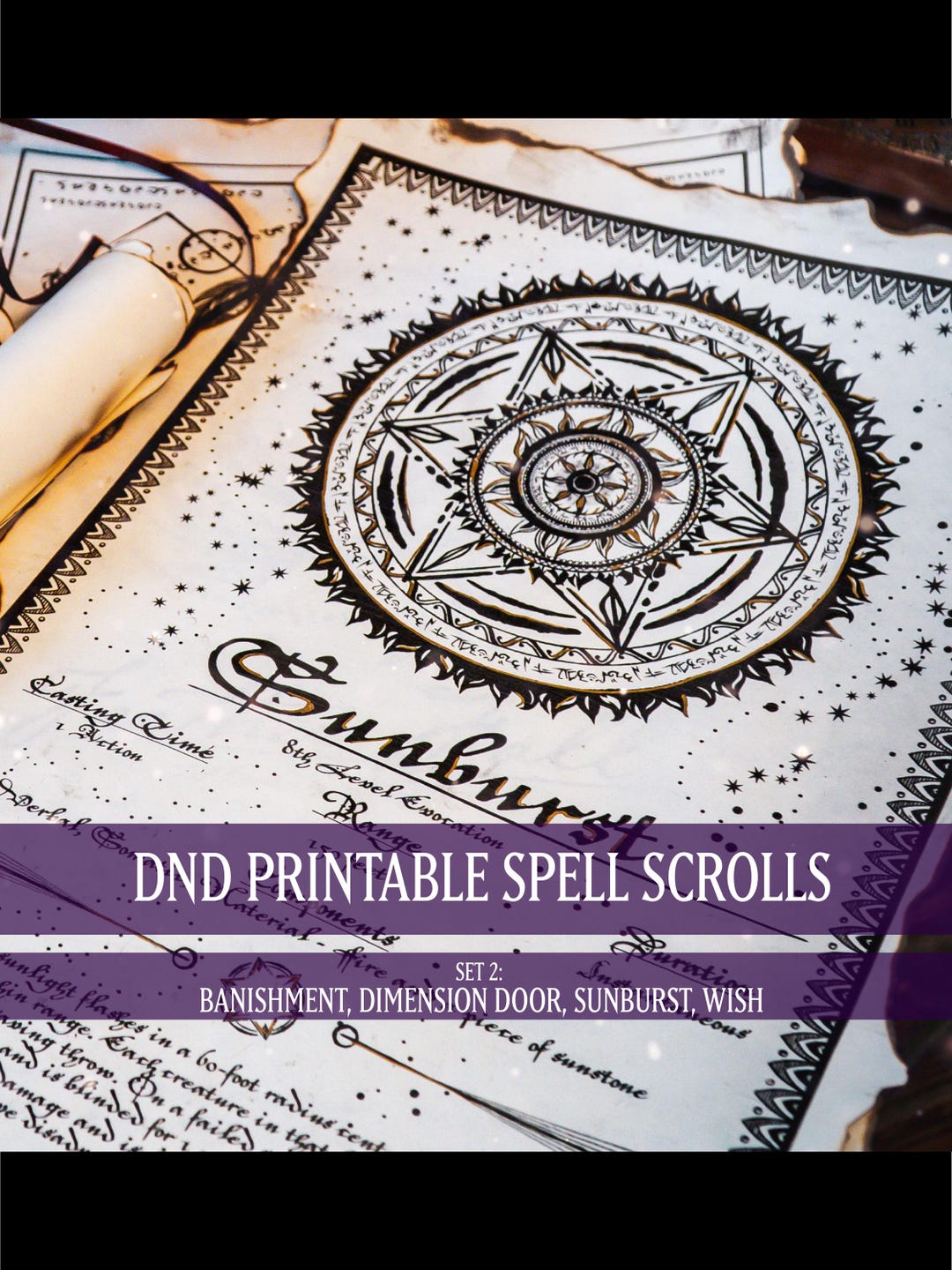 DND Spell Scrolls: Black & White Magic Tabletop Prop (set 2 - Digital ...