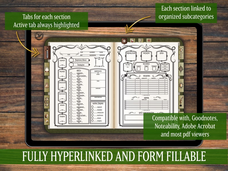 DND 5e + 2024 Ranger Digital Character Journal: Spell Cards Included ...