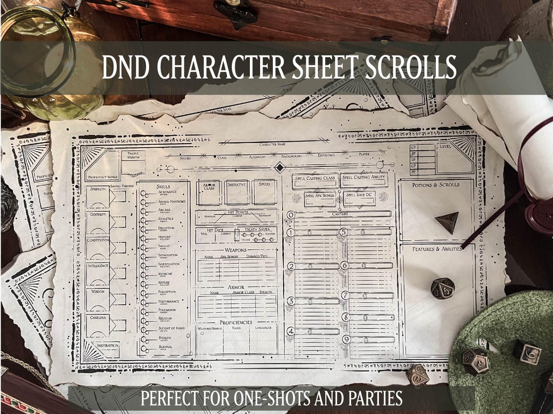 D&D Character Sheet Scroll Placemat: RPG Game Mat (digital Download ...