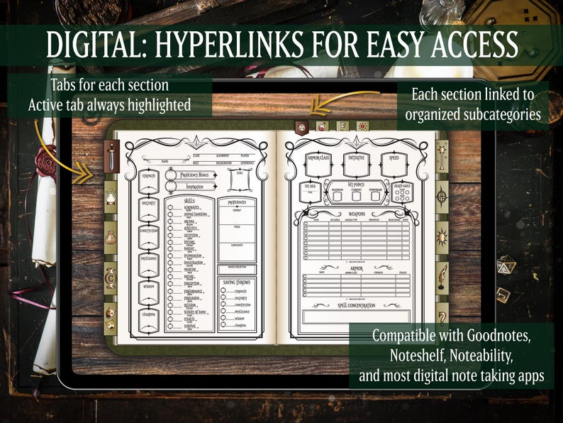 Dnd Woodland Character Binder Bundle: Digital, Printable, Spell Cards ...