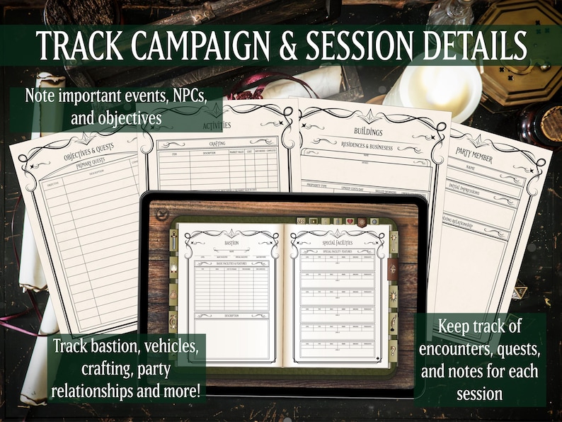 DND Character Journal Printable and Digital Bundle + Spell Cards, 5e ...