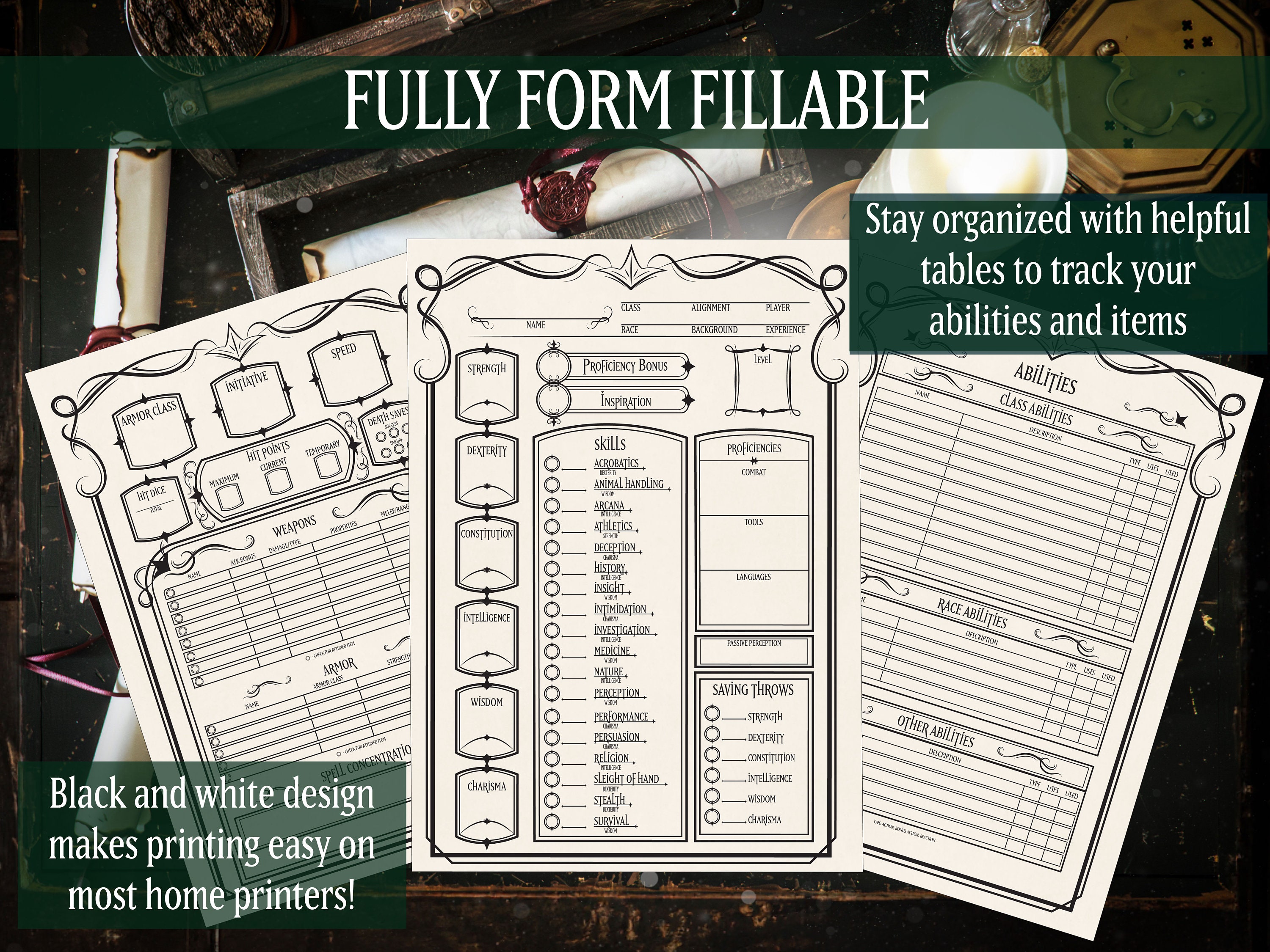 DND Character Sheet Journal 5e, Printable DND Journal, Dungeons ...