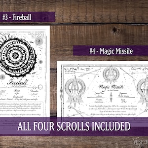 DND Printable Spell Scrolls: Black & White Magic Prop (set 1) (digital Download) - Etsy