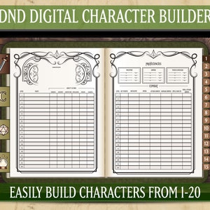 DND Character Builder - Digital PDF Journal - Form Fillable - Level 1 ...