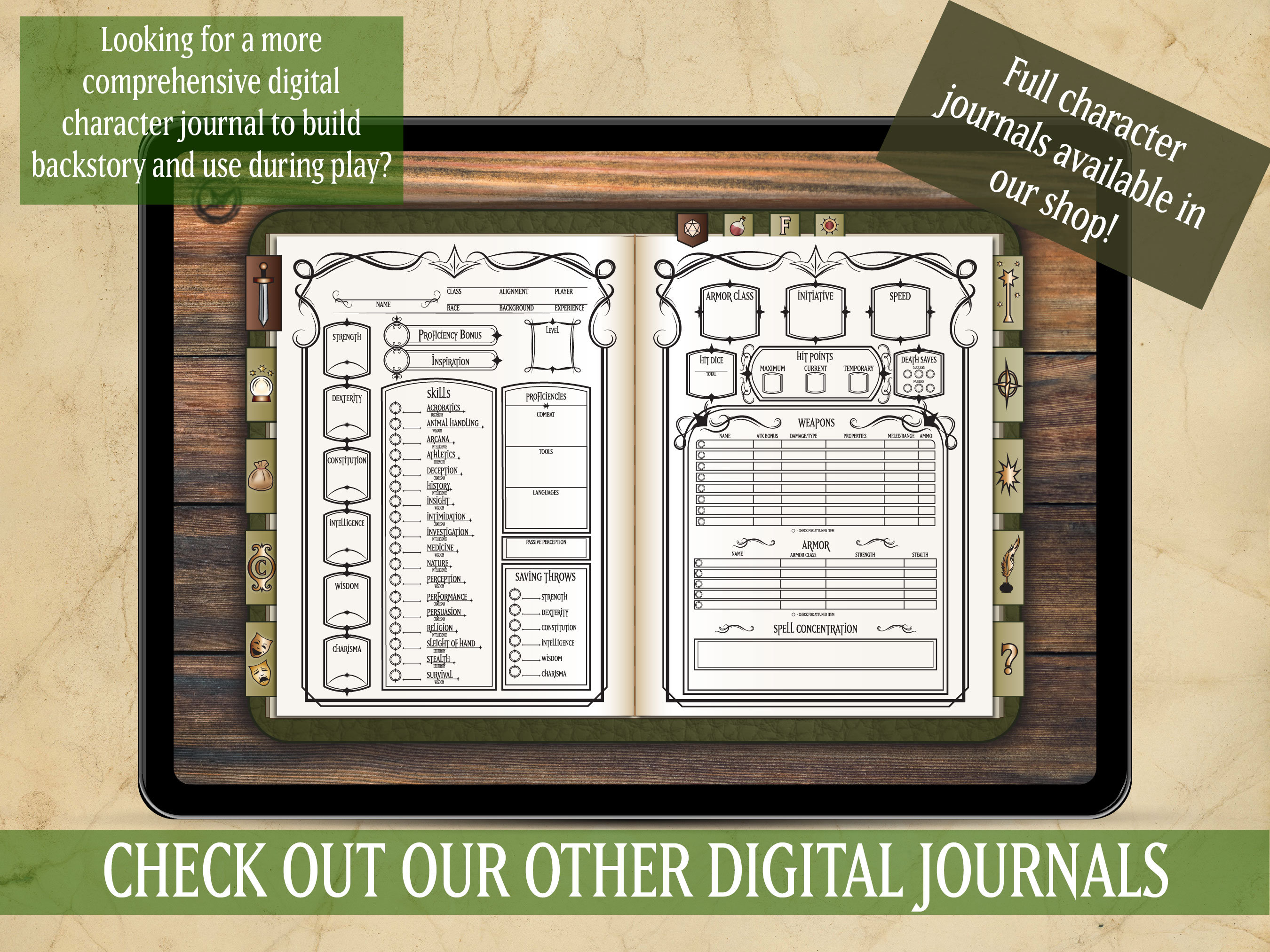 DND Character Builder Digital PDF Journal Form Fillable Level 1-20 Min ...