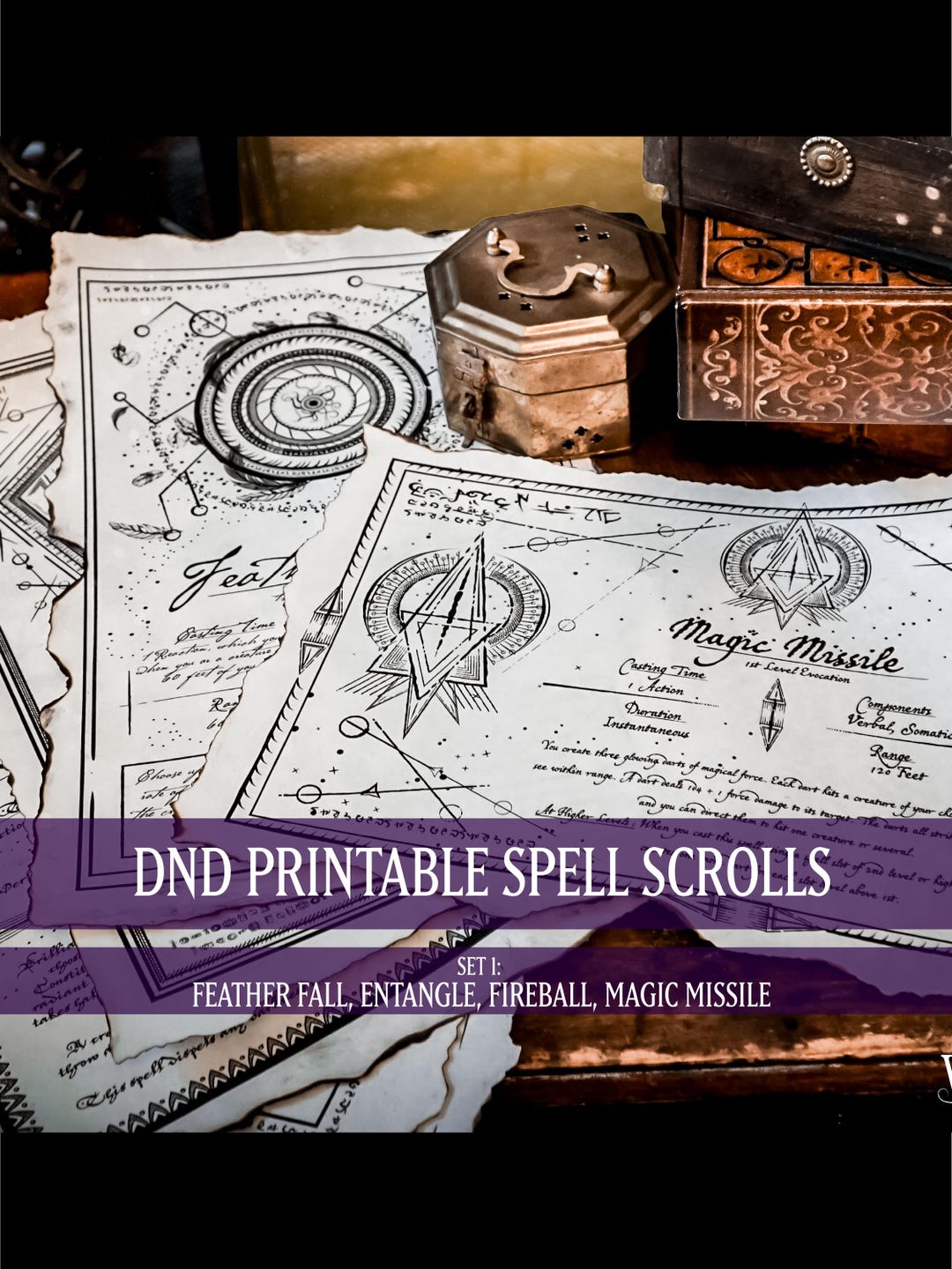 DND Printable Spell Scrolls: Black & White Magic Prop (set 1) (digital ...