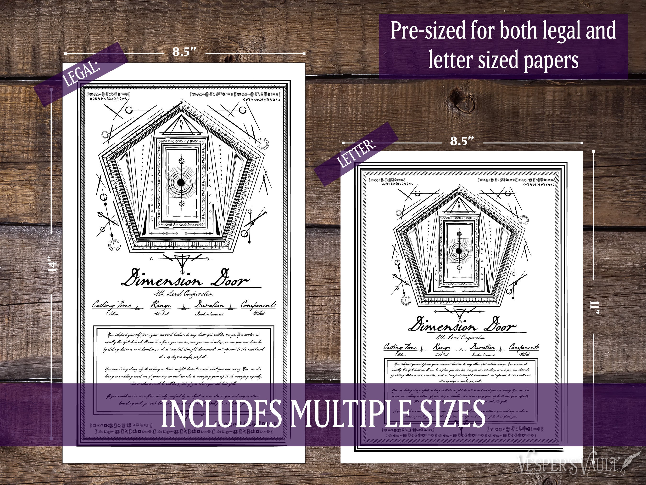 DND Printable Spell Scrolls, Tabletop Prop, Magic, Black & White Design ...