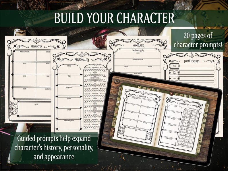 DND Character Journal Printable and Digital Bundle + Spell Cards, 5e ...