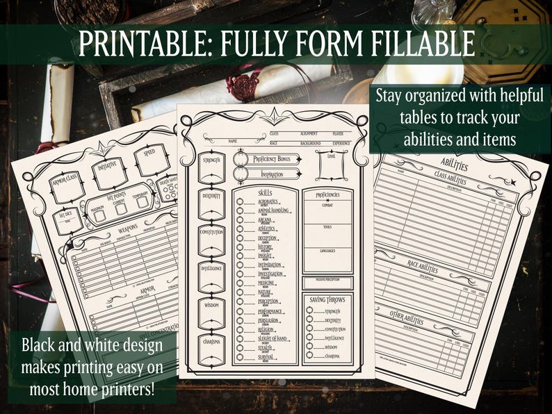 Dnd Woodland Character Binder Bundle: Digital, Printable, Spell Cards ...