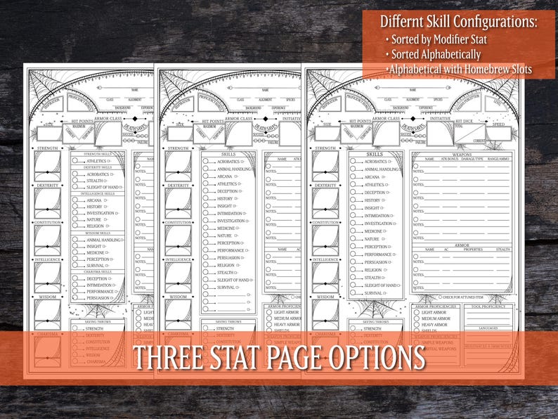 Spooky Spider DND Character Sheets (digital Download) - Etsy