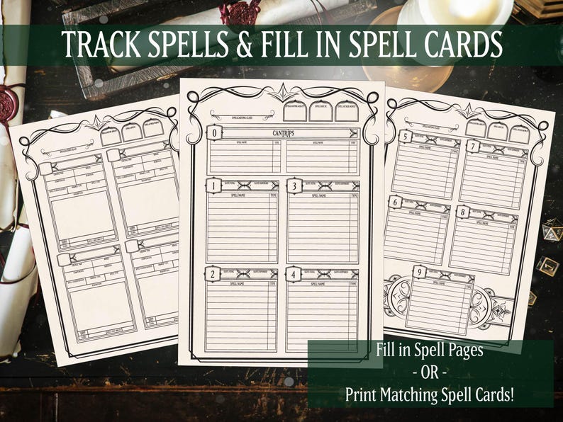 Dnd Character Sheet Printable Journal + Spell Cards, 5e + 2024 ...