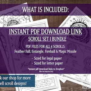 DND Printable Spell Scrolls: Black & White Magic Prop (set 1) (digital Download) - Etsy