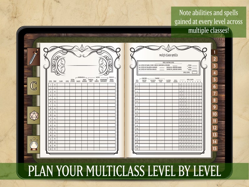 DND Character Builder - Digital PDF Journal - Form Fillable - Level 1 ...